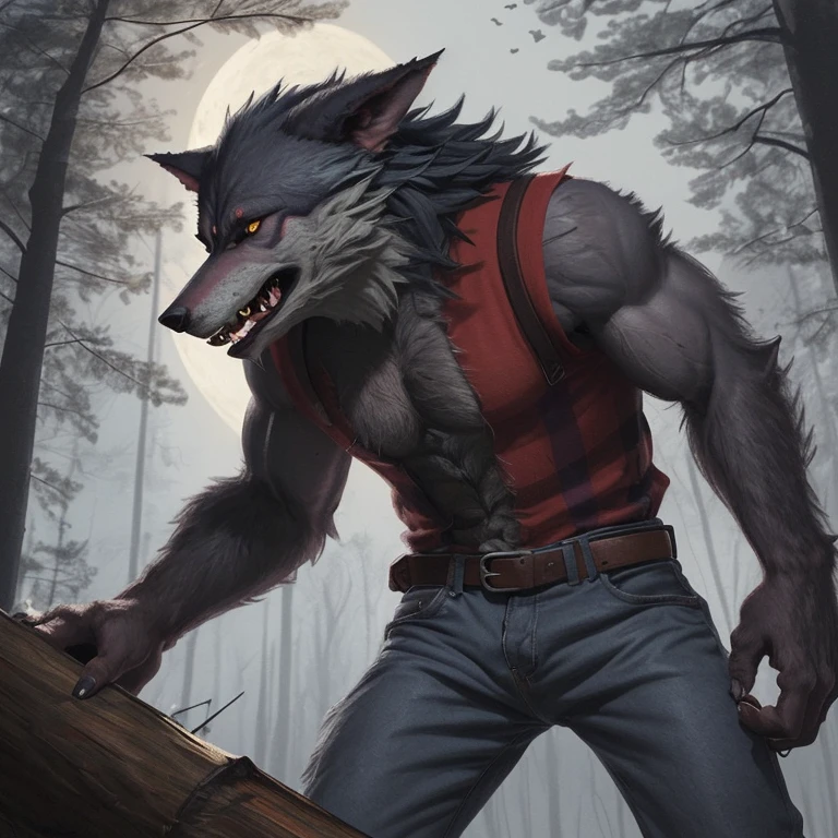 Stable Diffusion Prompt: A werewolf's life as a lumberjack blends ...