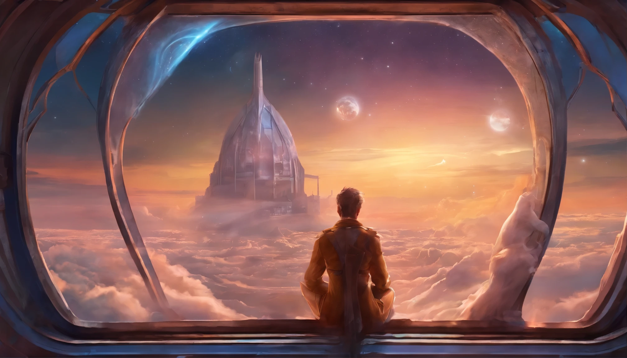 Stable Diffusion Prompt: Arafed's artwork captures a man contemplating ...