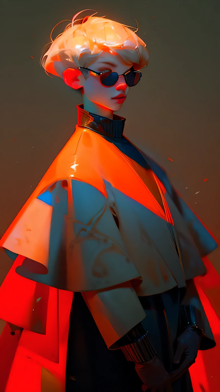 Stable Diffusion Prompt: A woman with a red cape and sunglasses ...