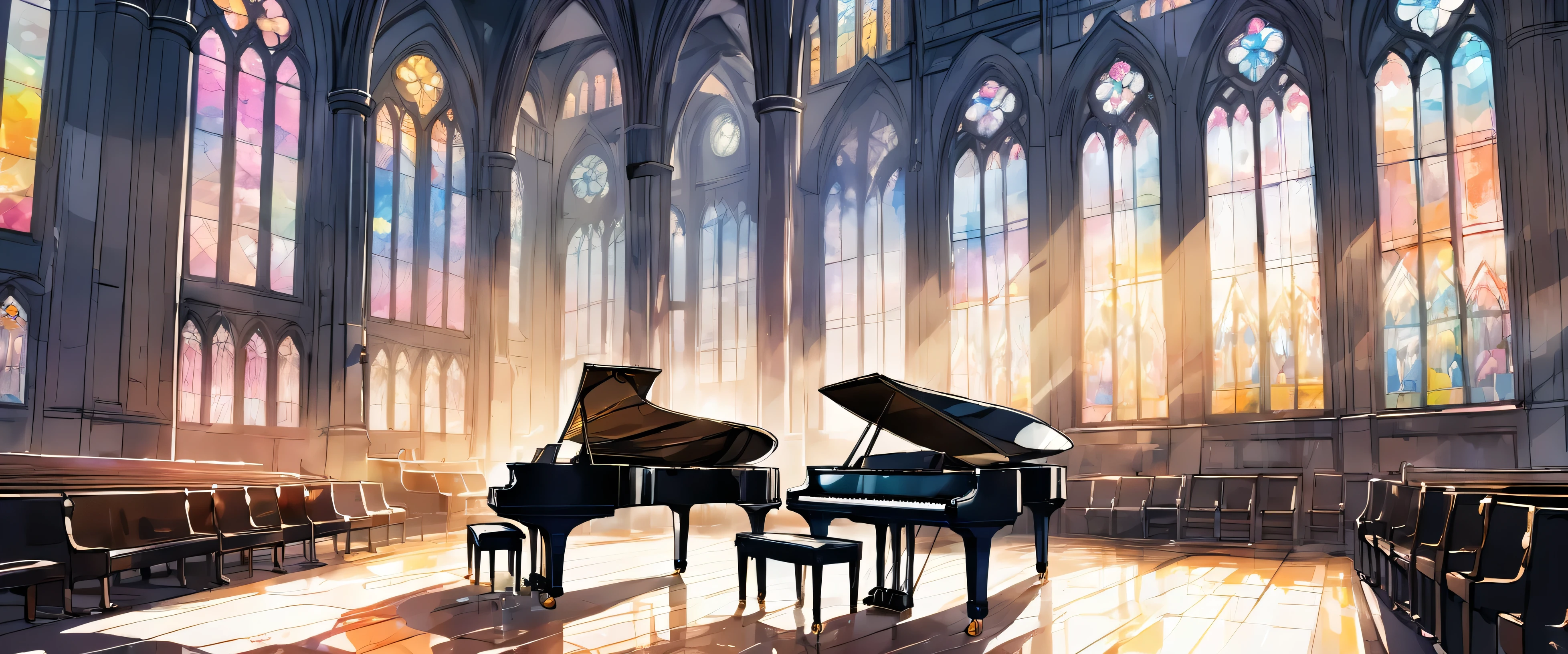 Stable Diffusion Prompt: Piano and chair enhance the church's musical ...