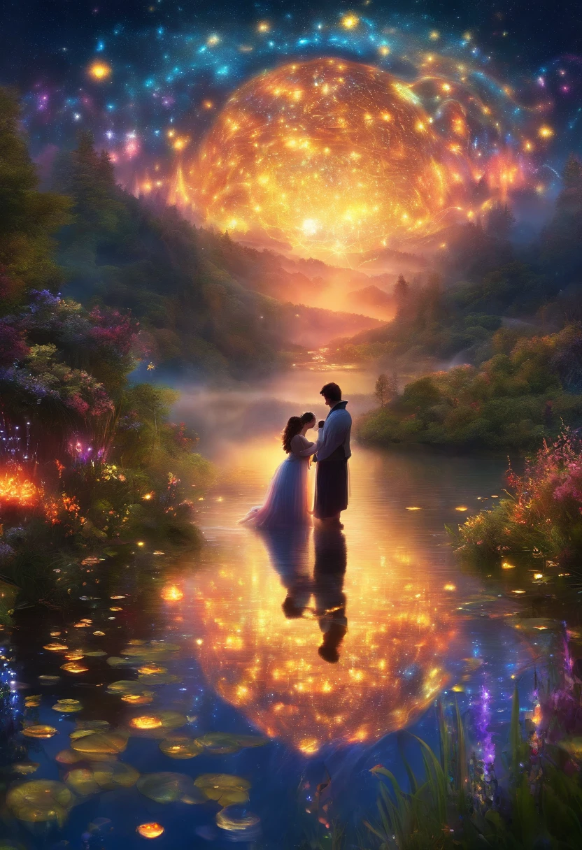 Stable Diffusion Prompt: Stunning 4K fantasy lake scene with fireflies ...