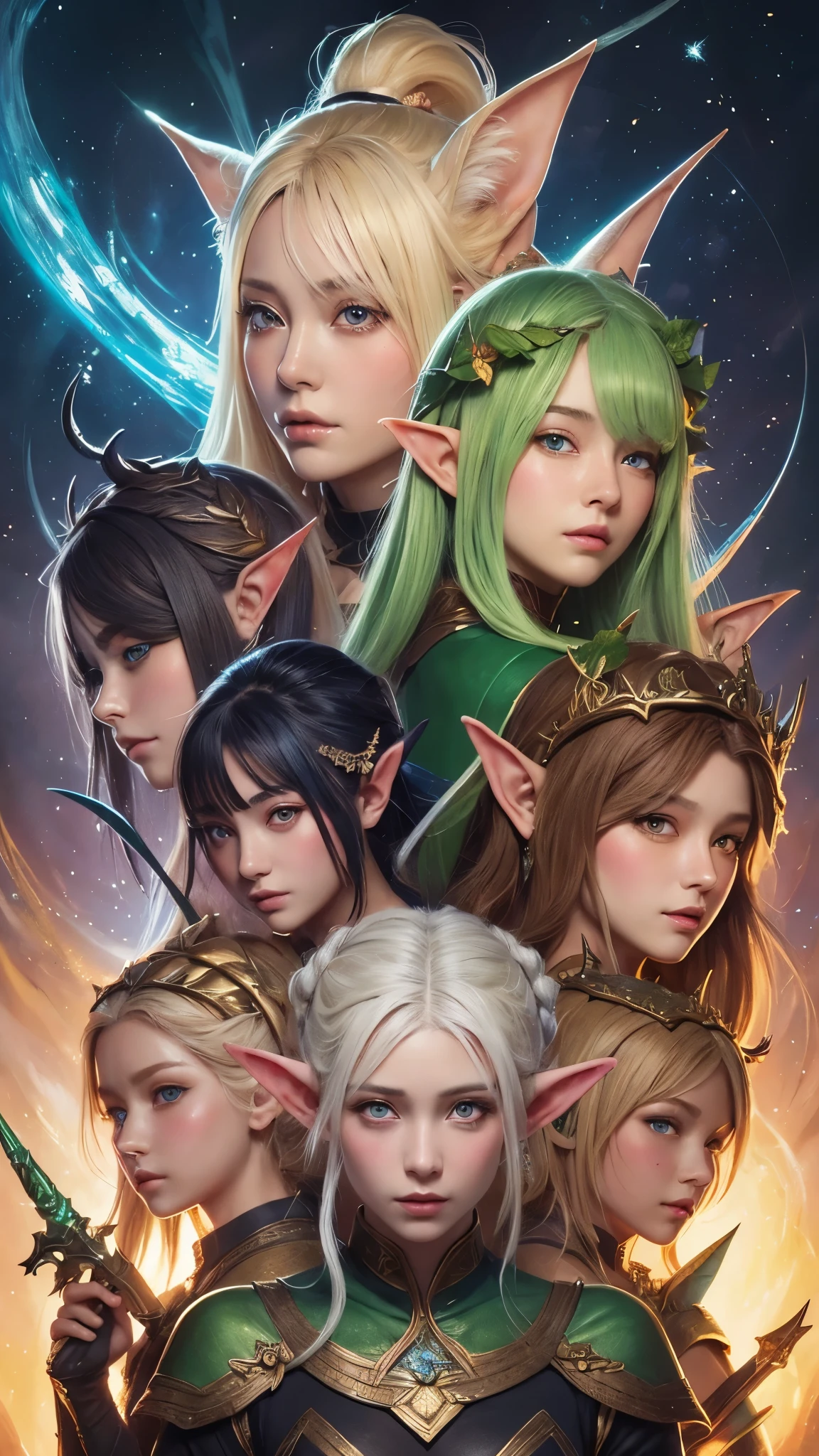 Stable Diffusion Prompt: Vibrant green-haired elves create enchanting ...