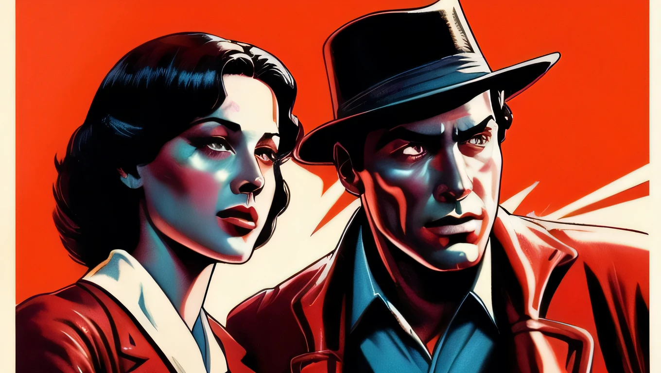 Stable Diffusion Prompt: Painting of man and woman in hats and red ...