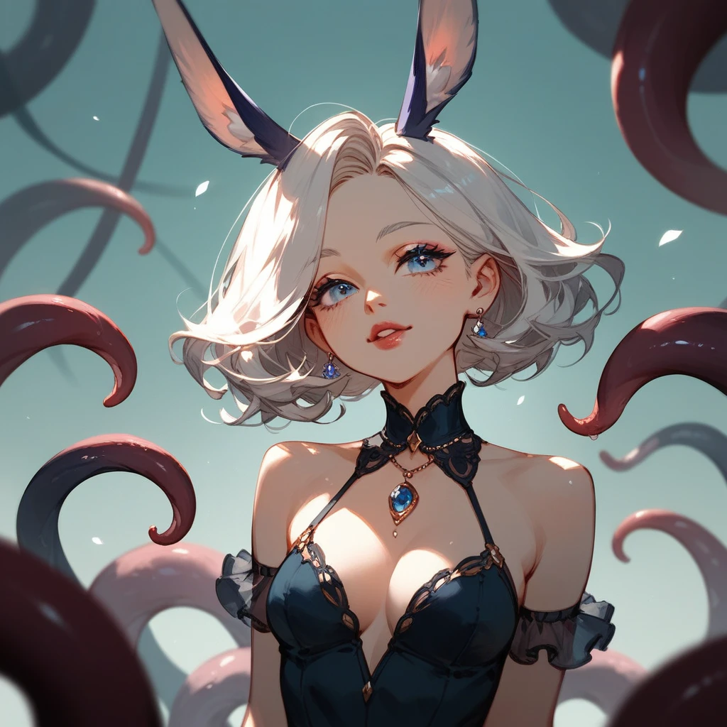 Stable Diffusion Prompt: Jackalope Woman blends tentacle art with mythic allure, captivating!