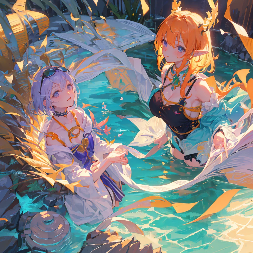 Stable Diffusion Prompt: Beach fun with elf ears, swim ring, sunglasses ...