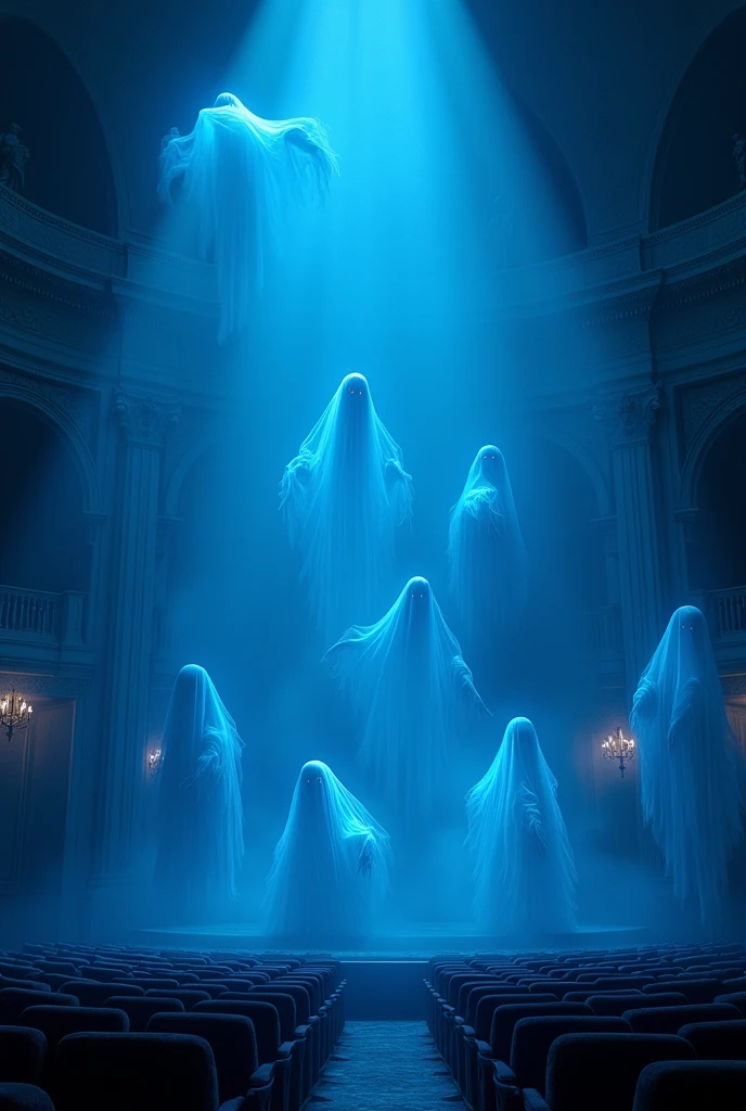 Stable Diffusion Prompt: Blue Theater with Ghosts: A haunting ...