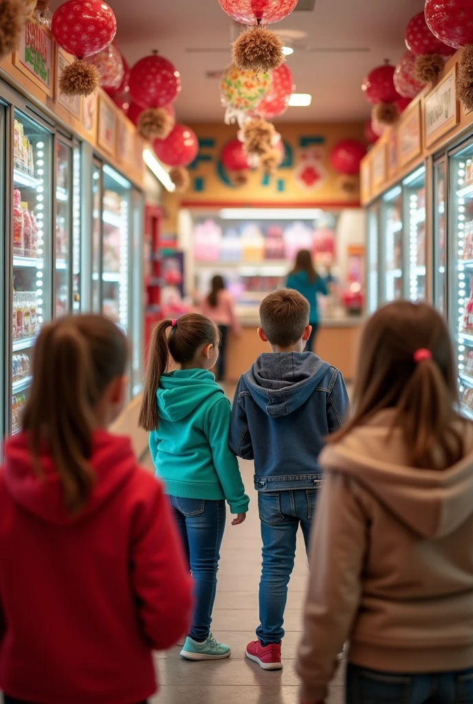 Stable Diffusion Prompt: Children visiting a candy store