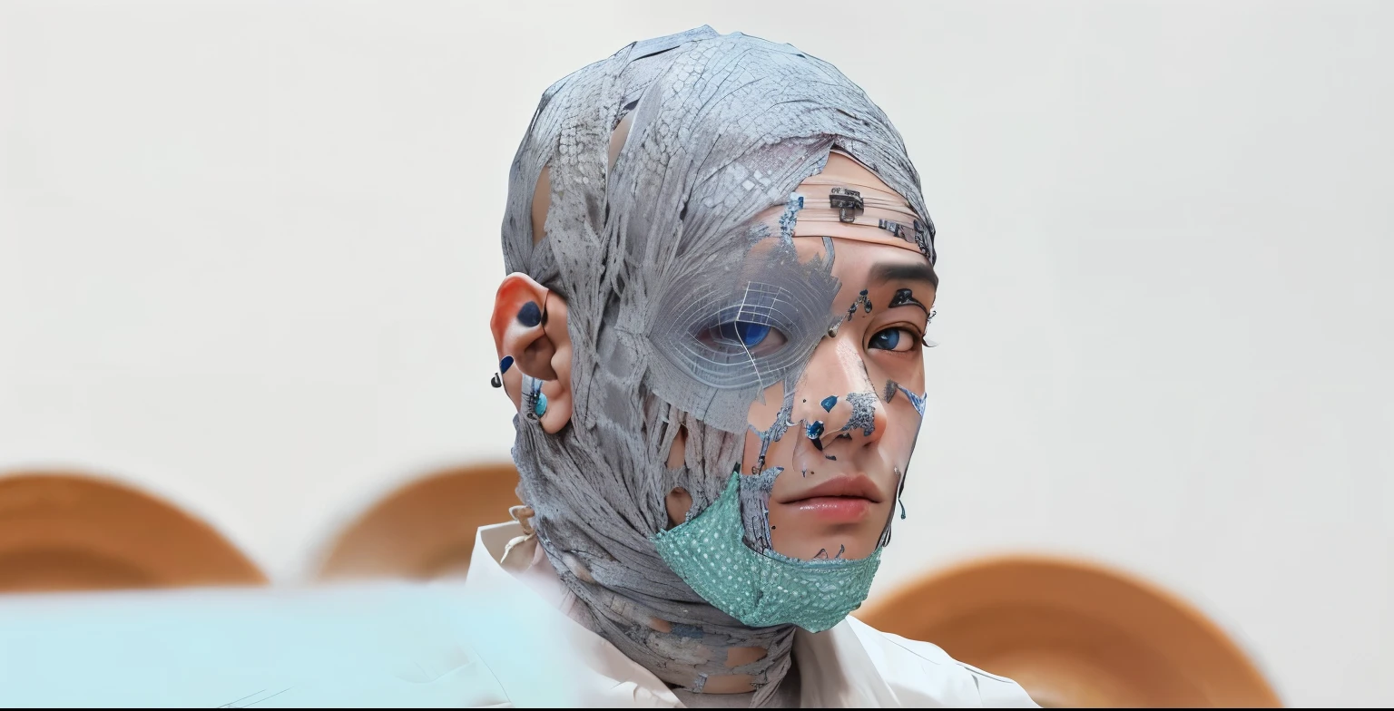 Stable Diffusion Prompt: Arafed man in blue mask and face showcasing ...