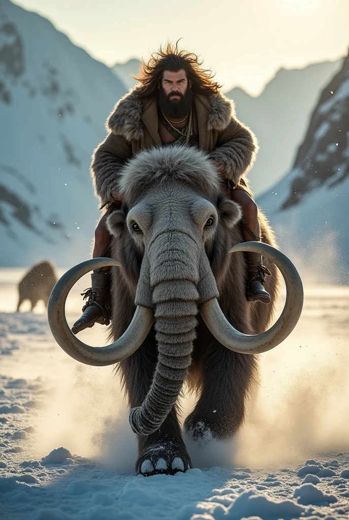 Stable Diffusion Prompt: Man riding mammoth in profile illustration for ...