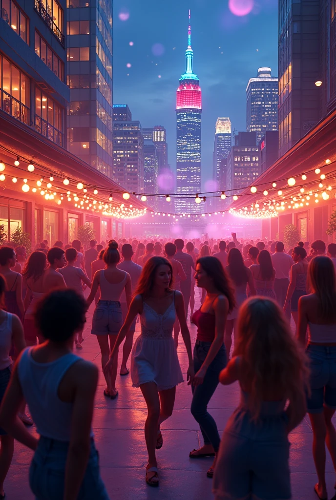 Stable Diffusion Prompt: Rooftop dance party in NYC, vibrant crowd ...
