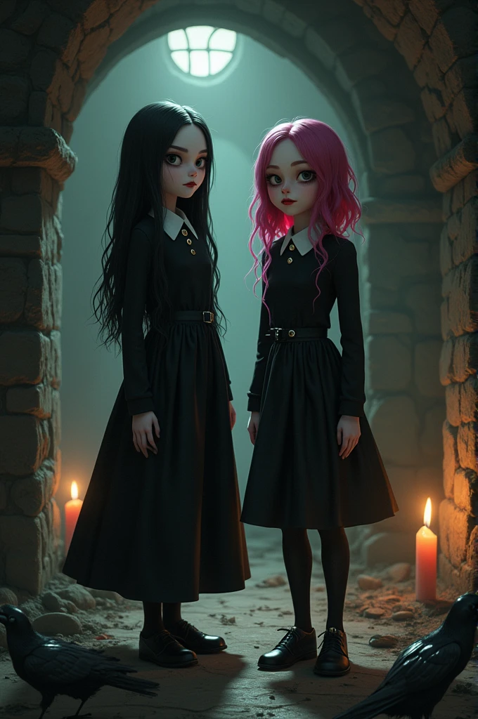 Stable Diffusion Prompt: Wednesday Addams and Enid: Gothic goth girl ...