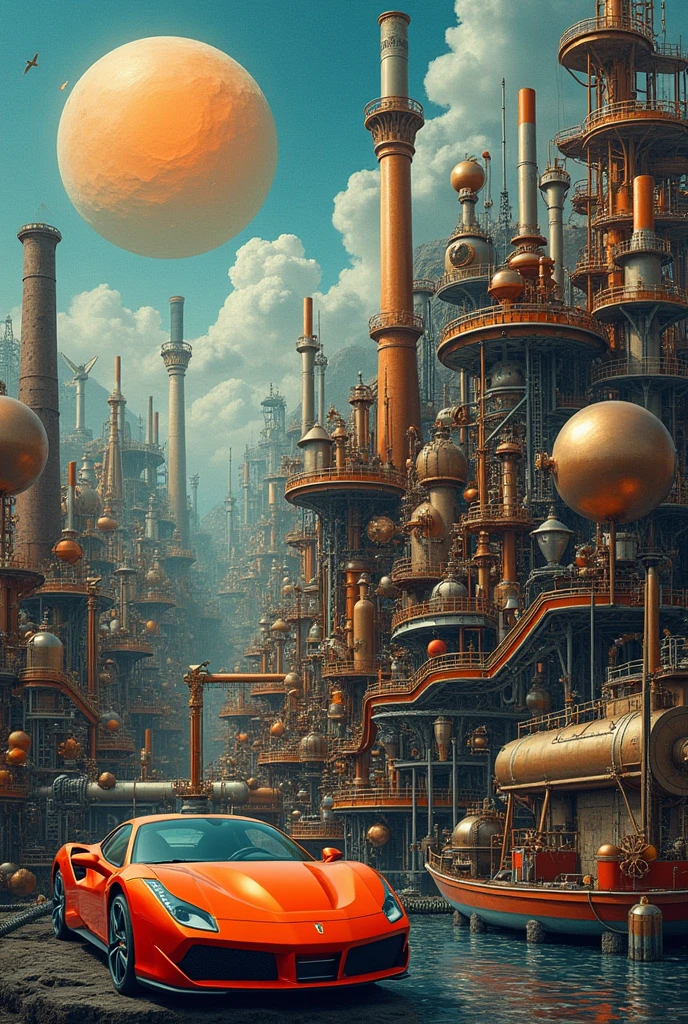 Stable Diffusion Prompt: Create a collage of steam engines, smallpox vaccine, and steamboats ...