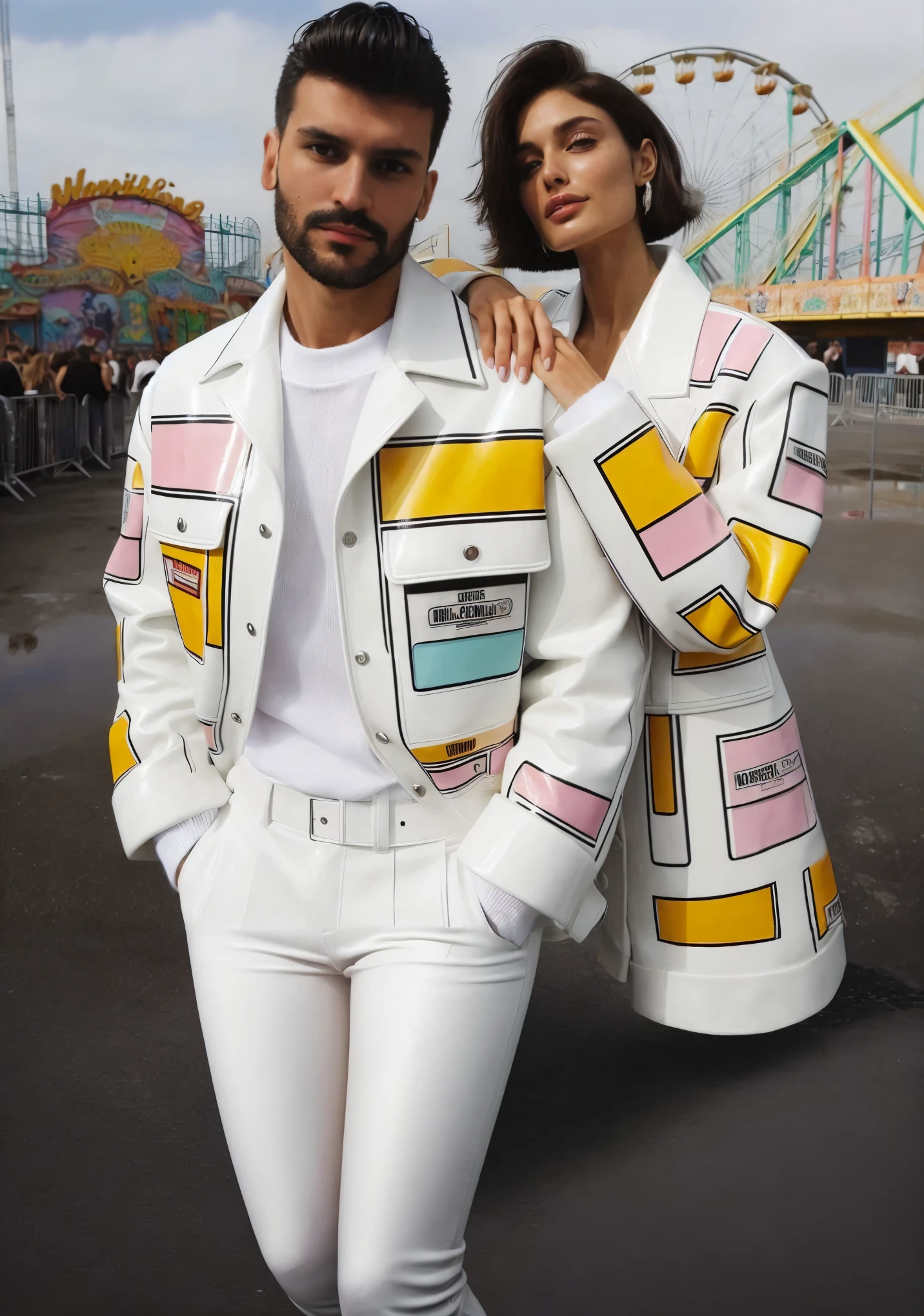 Stable Diffusion Prompt: Man and woman in white outfits standing ...