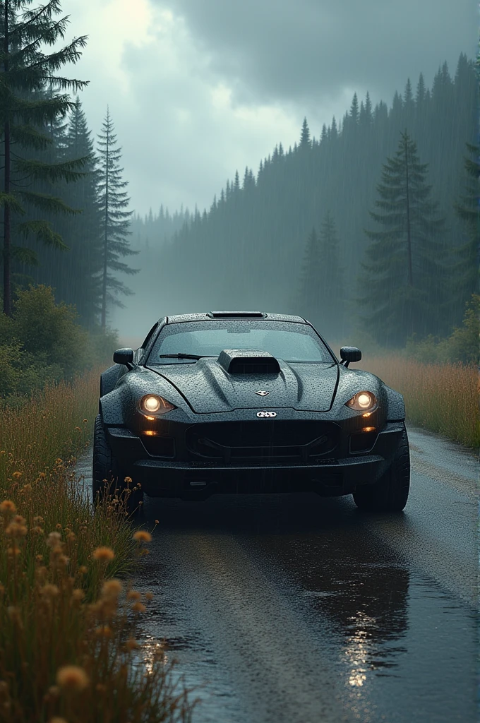 Stable Diffusion Prompt: Cars drive through rainy, thunderous yellow ...