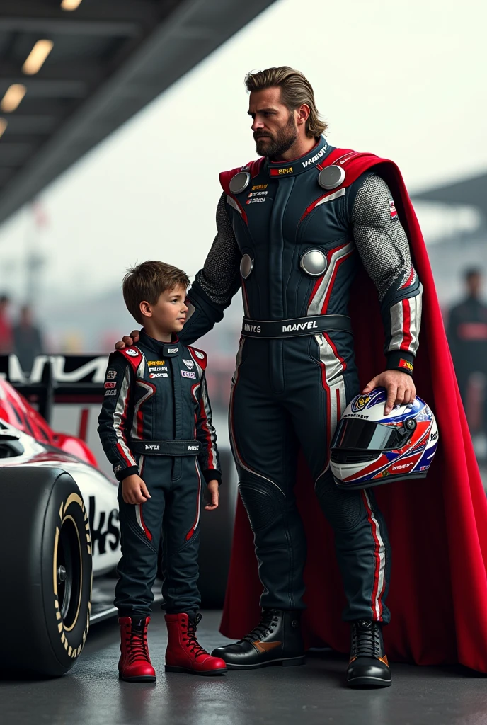 Stable Diffusion Prompt: Thor as a racing car driver next to his car ...
