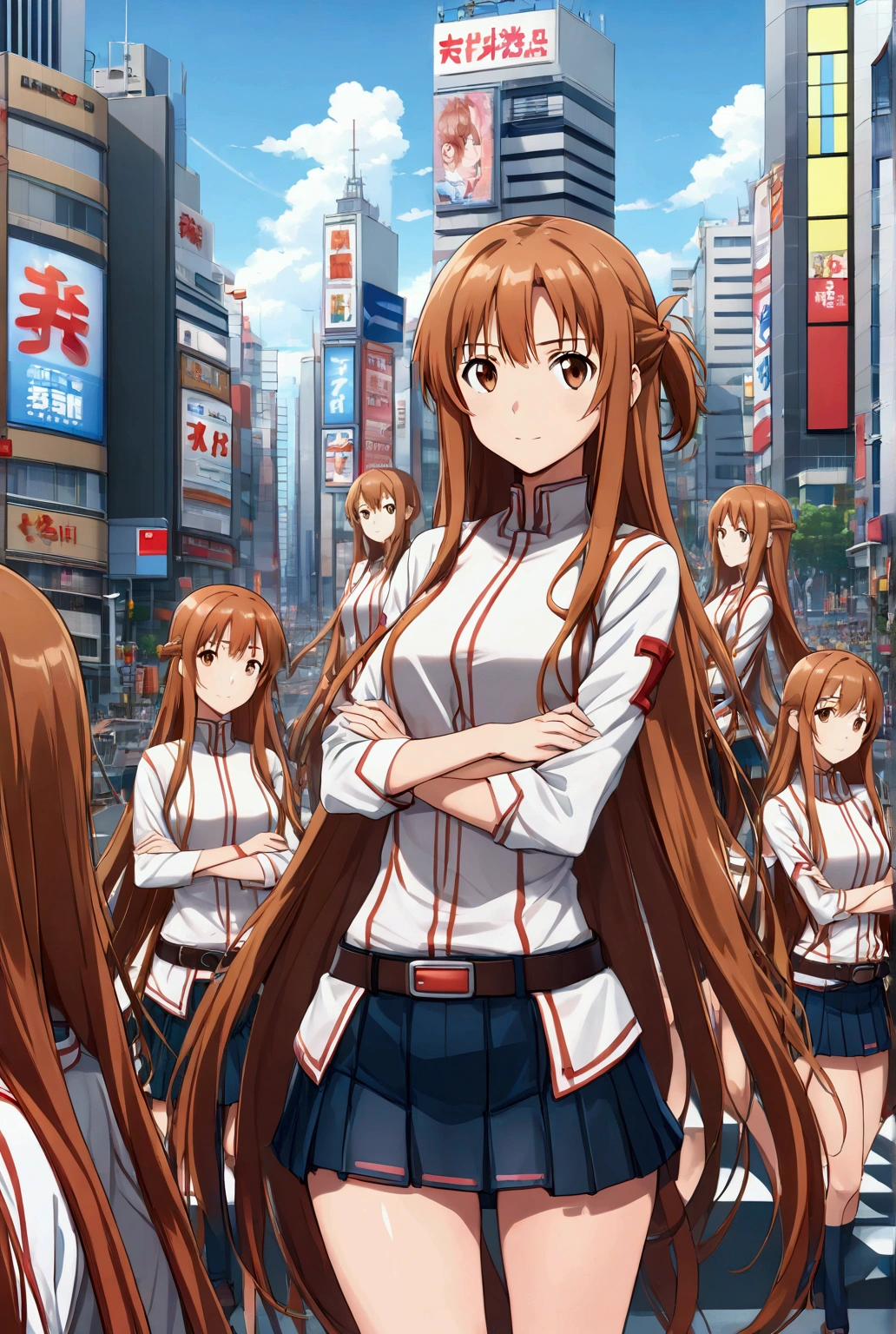 Stable Diffusion Prompt: Anime-style Asuna with long brown hair and ...