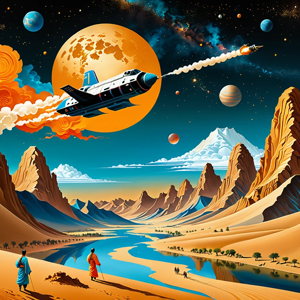 Stable Diffusion Prompt: Discover Dunhuang's vibrant mural art and flying motifs