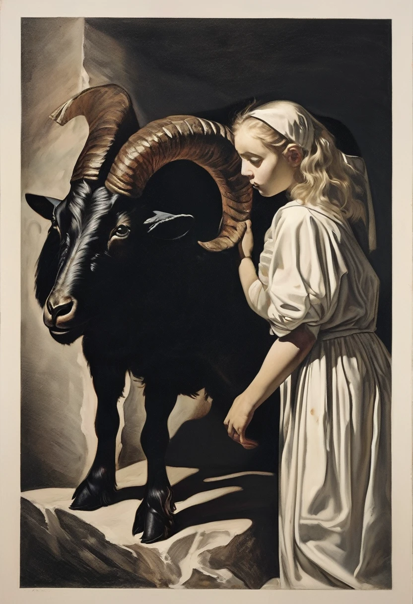 Stable Diffusion Prompt: Blonde girl poses dramatically beside giant in ...