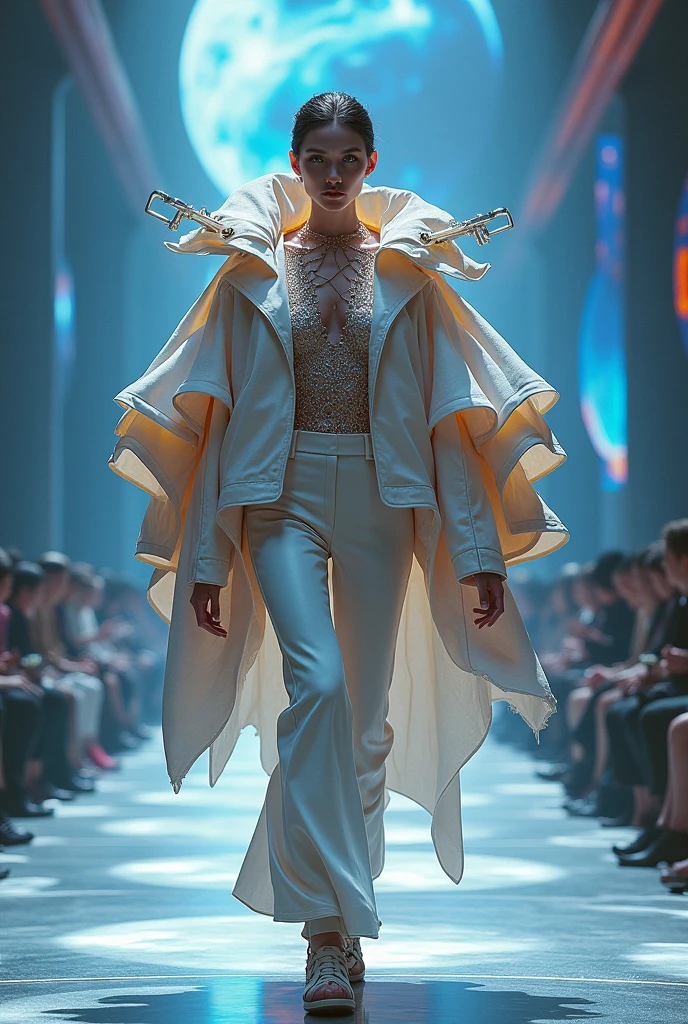 Stable Diffusion Prompt: Model sports trendy oversized clothing at a ...