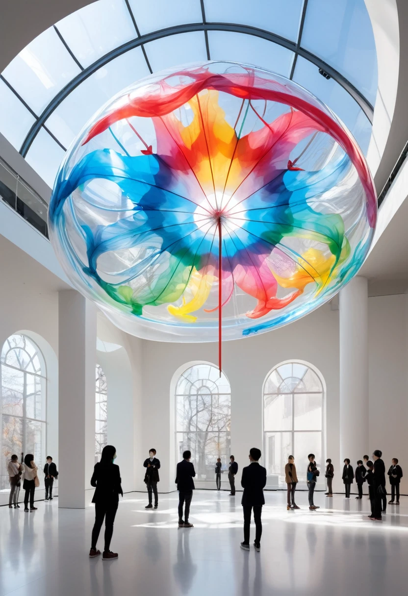 Stable Diffusion Prompt: In the Museum of Modern Art，An exhibition called "Dream of Air Dome