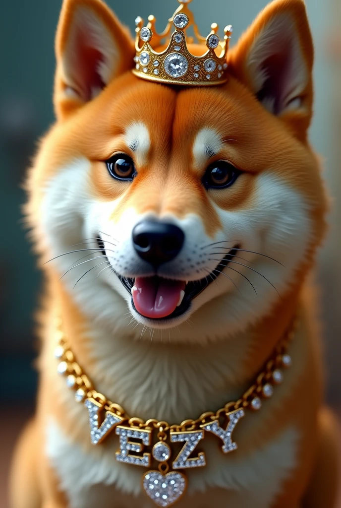 Stable Diffusion Prompt: Close-up of crowned Doge meme with diamond ...