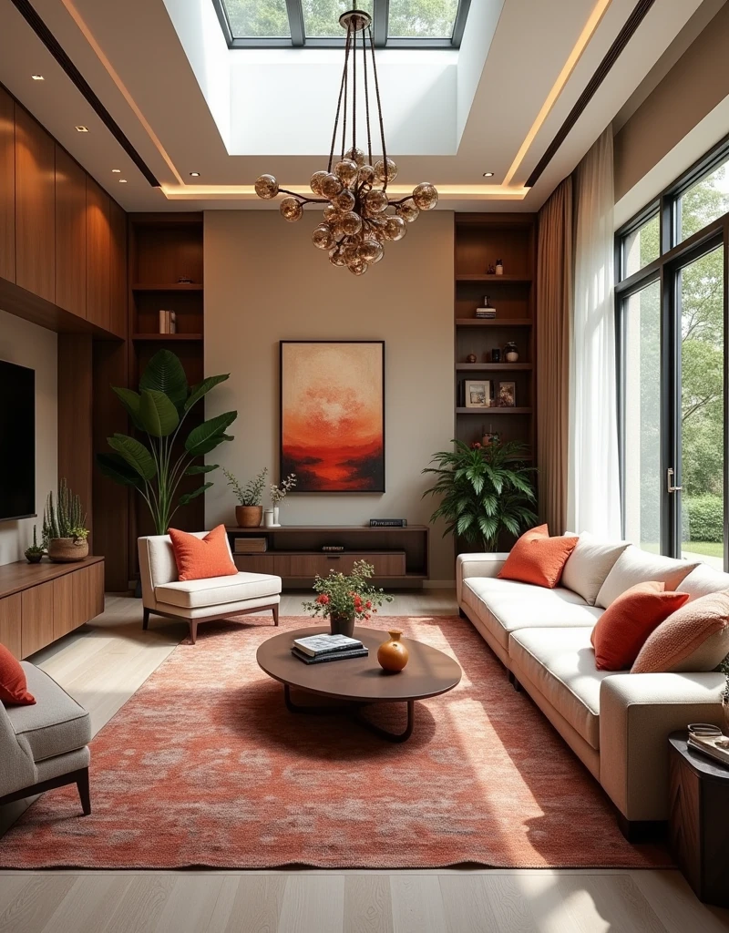 Stable Diffusion Prompt: "Create a cozy and modern living room with a ...