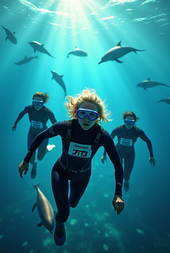 Stable Diffusion Prompt: Diving suit race features numbered divers ...