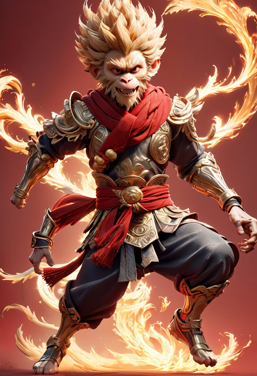 Stable Diffusion Prompt: Sun Wukong, the Monkey King, kicks a soccer ...