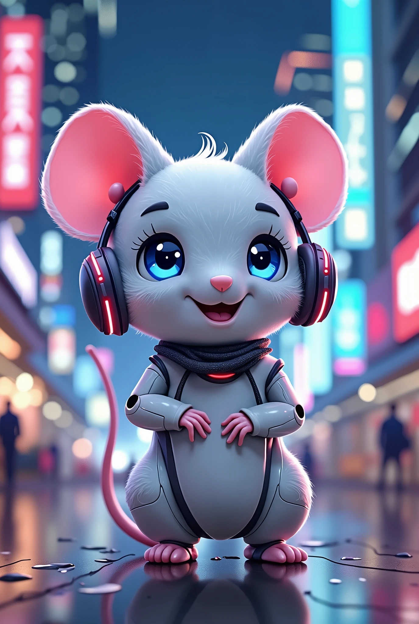 Stable Diffusion Prompt: Cute cartoon mouse with headphones sitting in ...