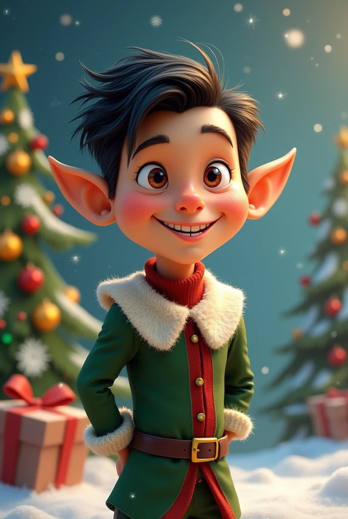 Stable Diffusion Prompt: Happy tall male Christmas elf with a square ...