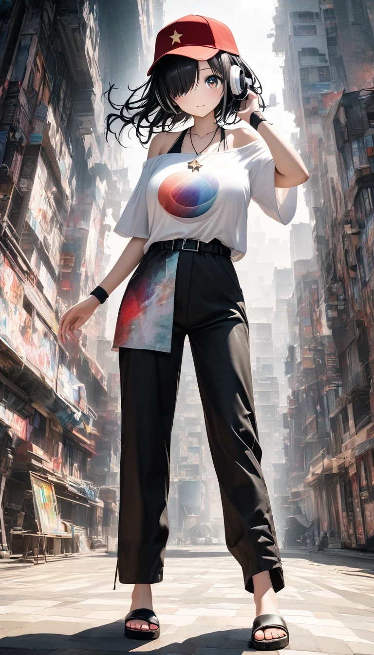 Stable Diffusion Prompt: Chic black and white loose-fitting fashion for women is stylish