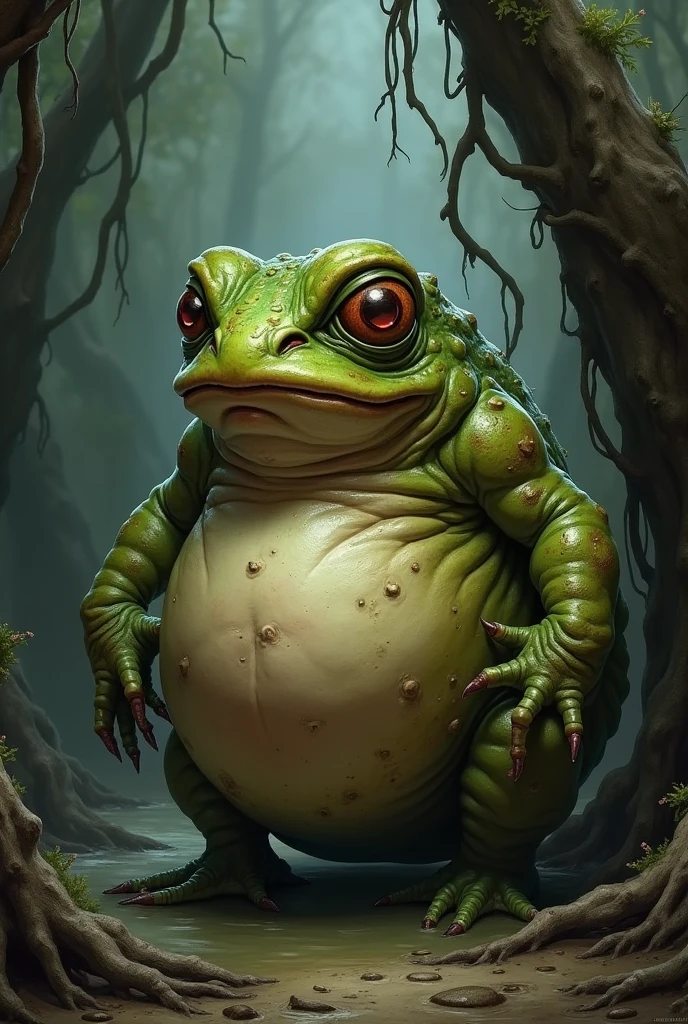 Stable Diffusion Prompt: Very ugly and one-eyed fat toad