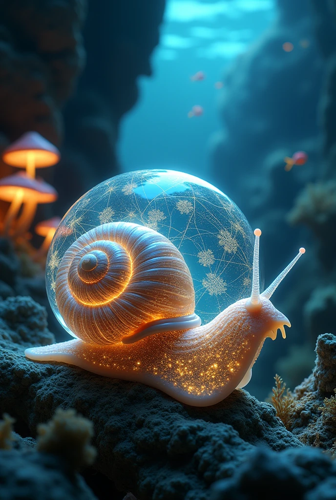 Stable Diffusion Prompt: Imagine a snail with a transparent clear ...