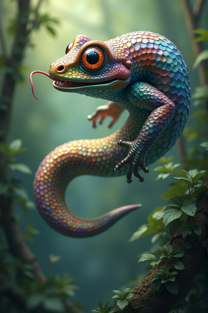 Stable Diffusion Prompt: Snake-frog hybrid: sleek body, amphibious ...