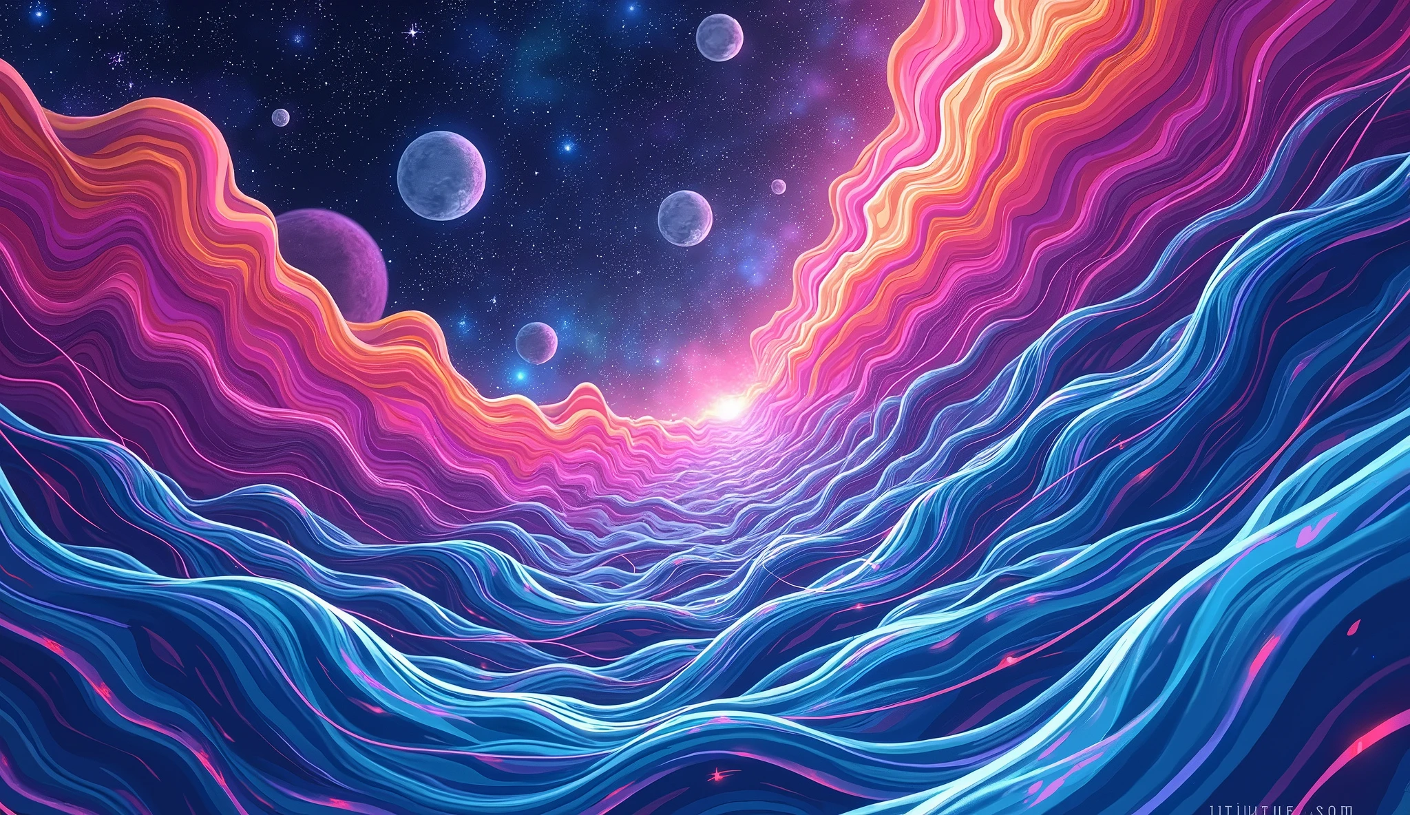 Stable Diffusion Prompt: A painting of a colorful wave pattern with ...