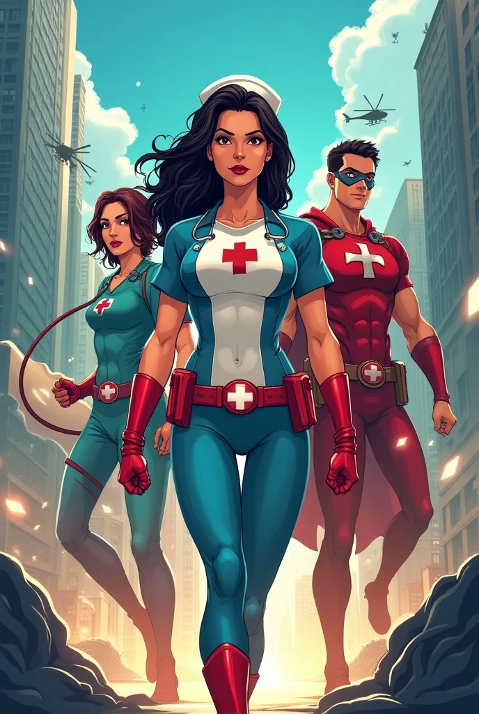 Stable Diffusion Prompt: Make three super hero nurses , a woman and two ...