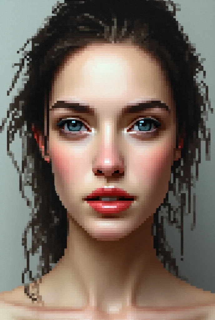 Stable Diffusion Prompt: A woman's face that is pixelated with ...
