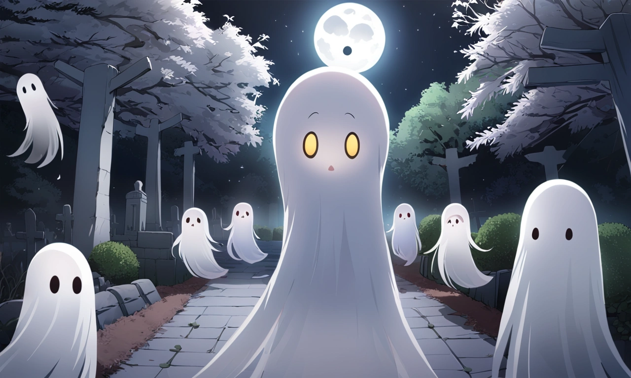 Stable Diffusion Prompt: Floating ghosts haunt a Japanese cemetery ...