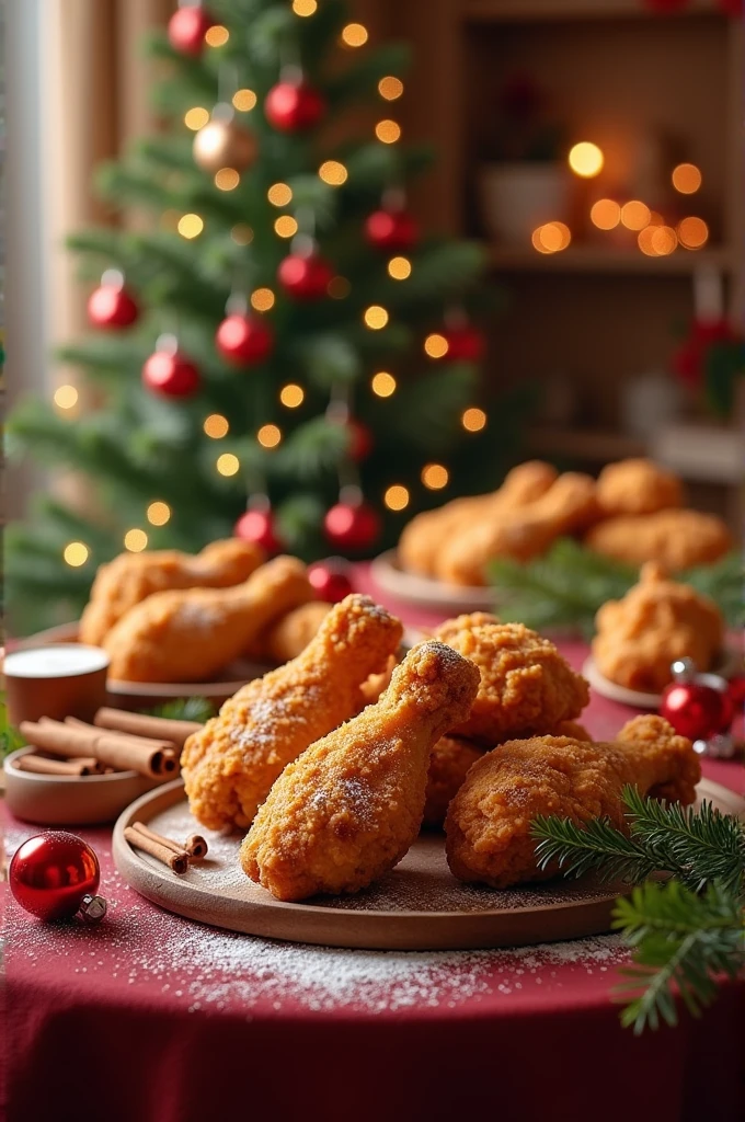 Stable Diffusion Prompt: Fresh fried chicken with festive Christmas ...