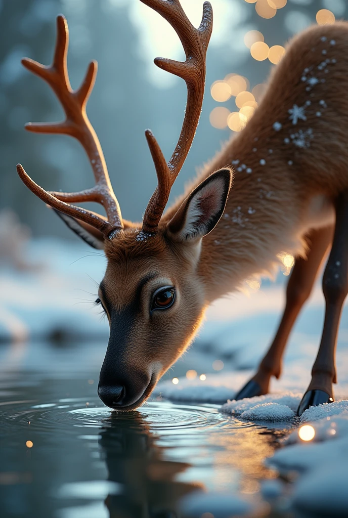 Stable Diffusion Prompt: Female reindeer drinks at Christmas, With transparent background