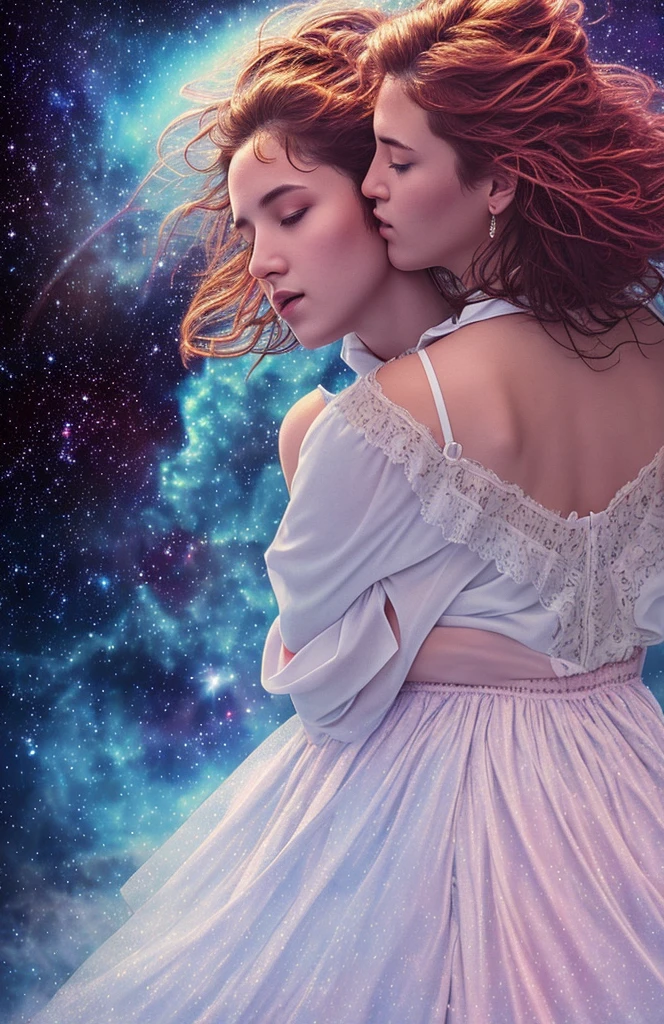 Stable Diffusion Prompt: Two girls hugging, lifting skirts, lace ...