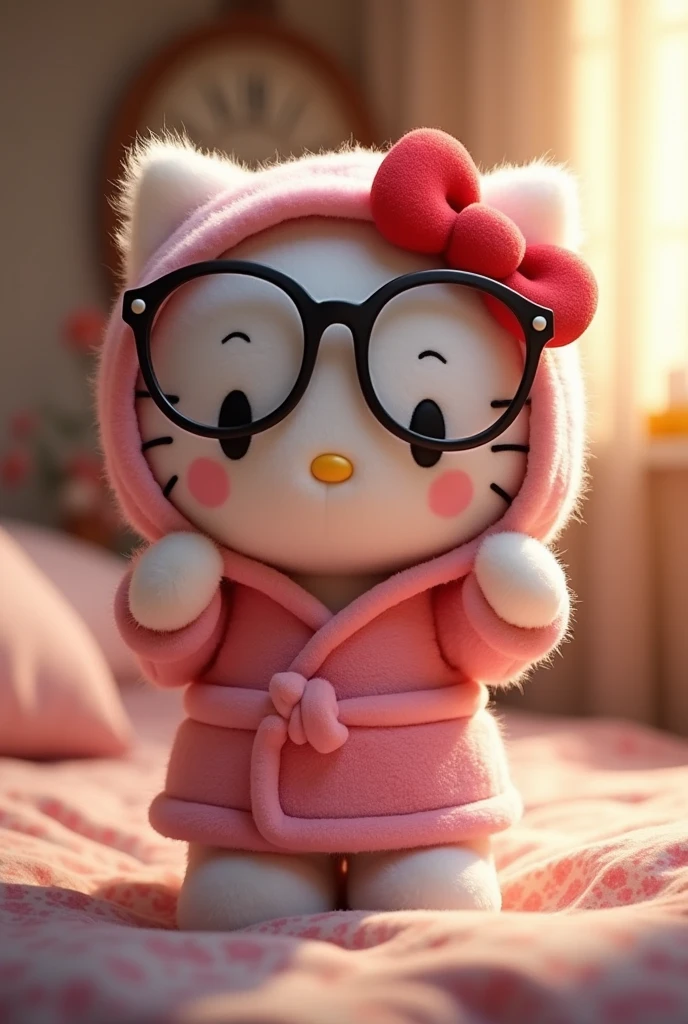 Stable Diffusion Prompt: Hello Kitty with robe and glasses for stylish ...