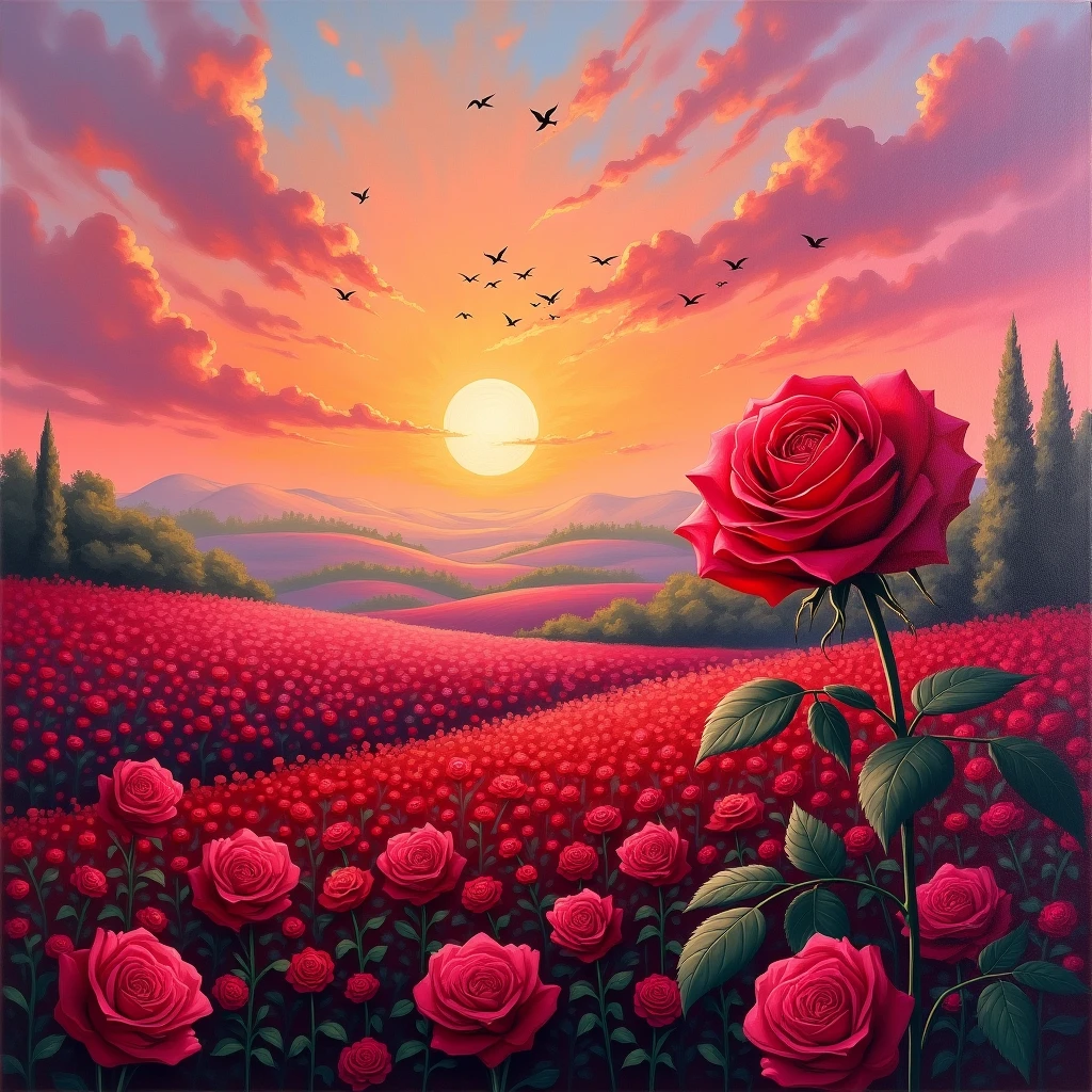 Stable Diffusion Prompt: Impressionist landscape: Striking rose ...