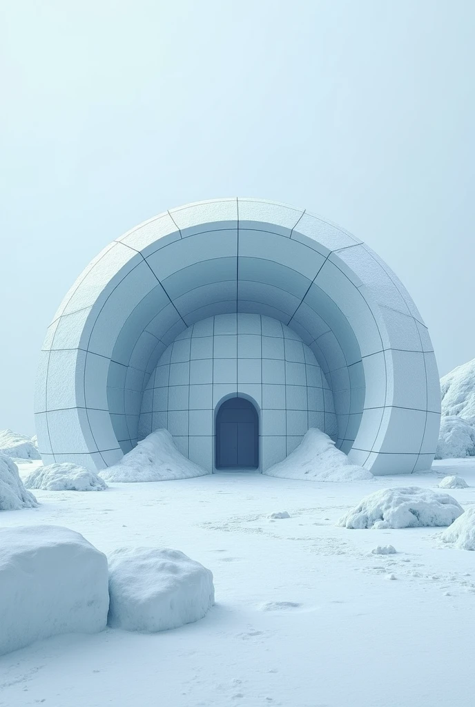 Stable Diffusion Prompt: Large snow prison shaped like a half-ball ...