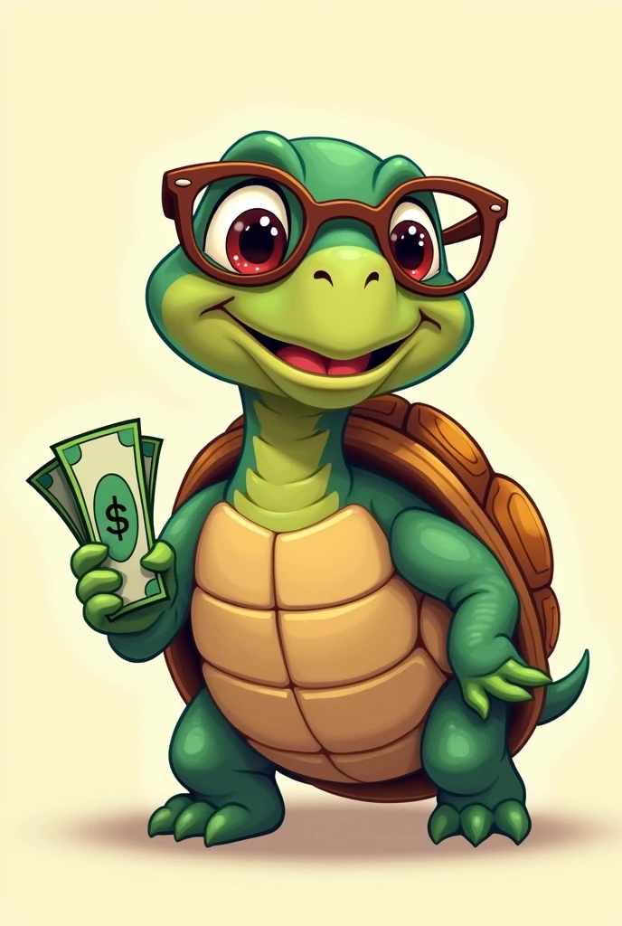 Stable Diffusion Prompt: Adorable turtle with glasses holds cash, cute ...