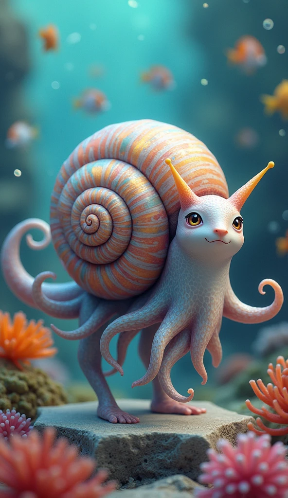 Stable Diffusion Prompt: Adorable snail-octopus hybrid: charming ...
