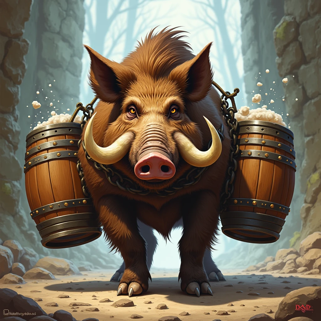 Stable Diffusion Prompt: Imposing brown-haired wild boar art featuring ...