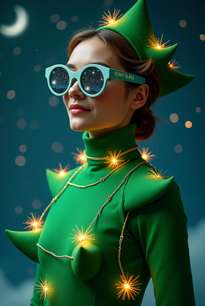 Stable Diffusion Prompt: YENNY glass sunglasses: Festive model dons ...