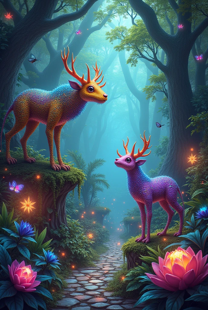 Stable Diffusion Prompt: Explore a vibrant jungle of jewels and bizarre ...