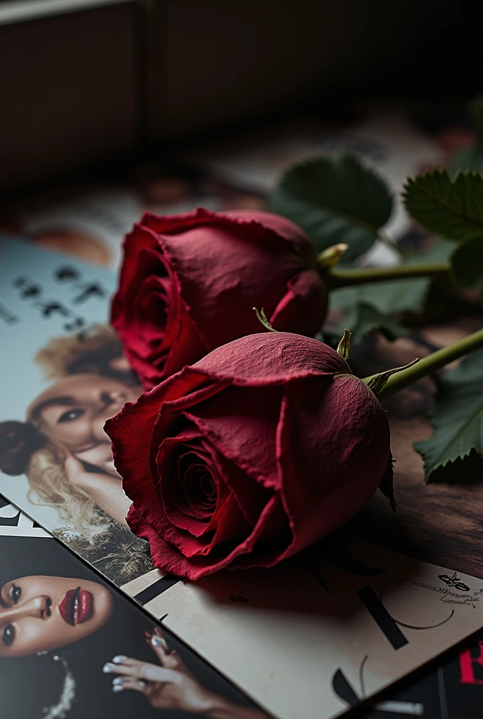 Stable Diffusion Prompt: Dried dark roses featured in trendy fashion ...